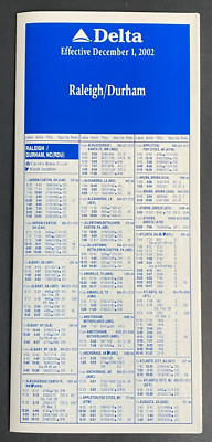 Delta Airlines RALEIGH/DURHAM Timetable Effective December 1, 2002 | eBay