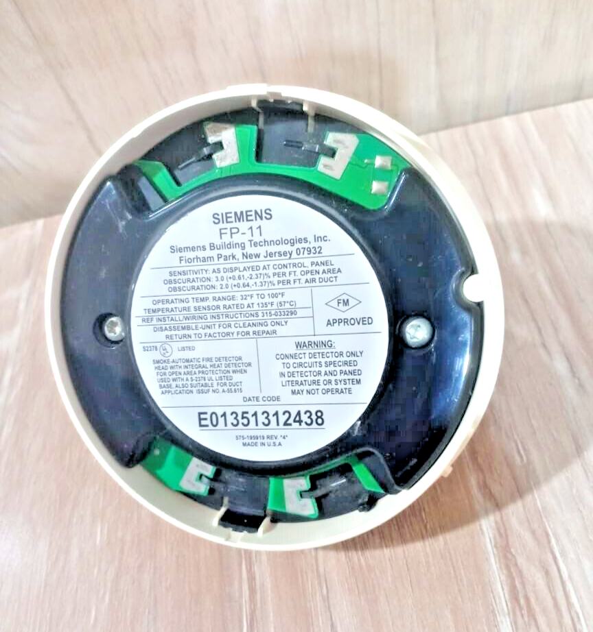 1PC SIEMENS FP-11 INTELLIGENT SMOKE DETECTOR WITH BASE DB-11/-11E ...