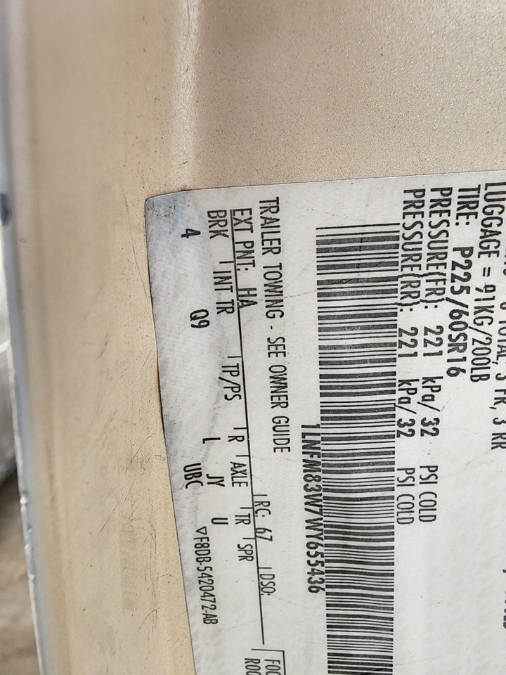 1998-2000-01-03-05-06-07-09-2011 LINCOLN TOWN CAR RIGHT REAR QT PANEL ...