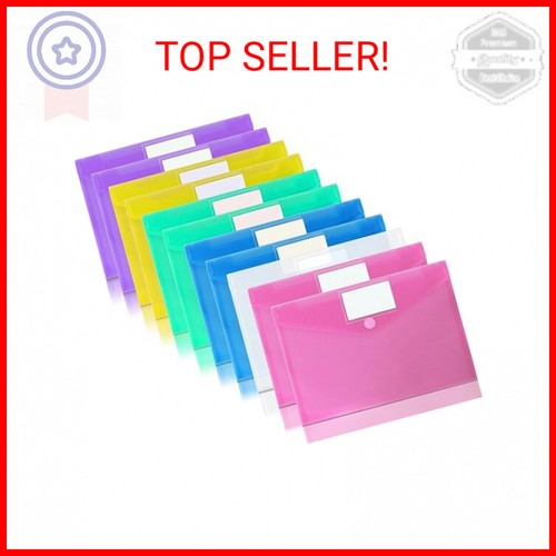 11 Pack Plastic Poly Filing Envelopes, Clear Document Folders US Letter ...