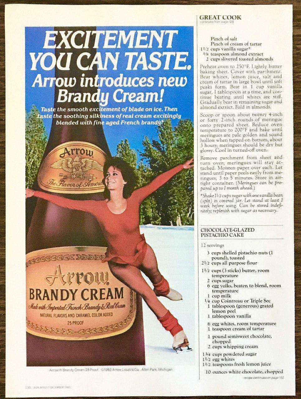 1983 Arrow Brandy Cream PRINT AD Excitement You Can Taste Female Ice ...