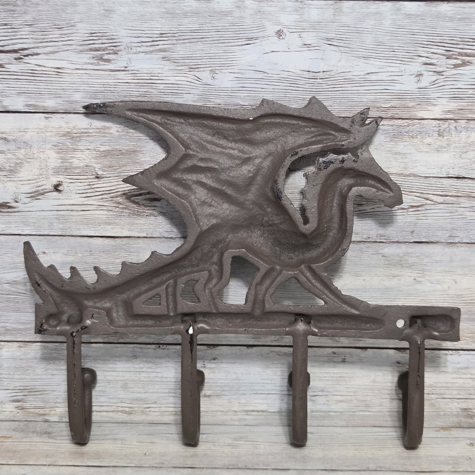 Dragon Wall Hook Cast Iron Key Rack Hanger Medieval Mythical Fantasy ...