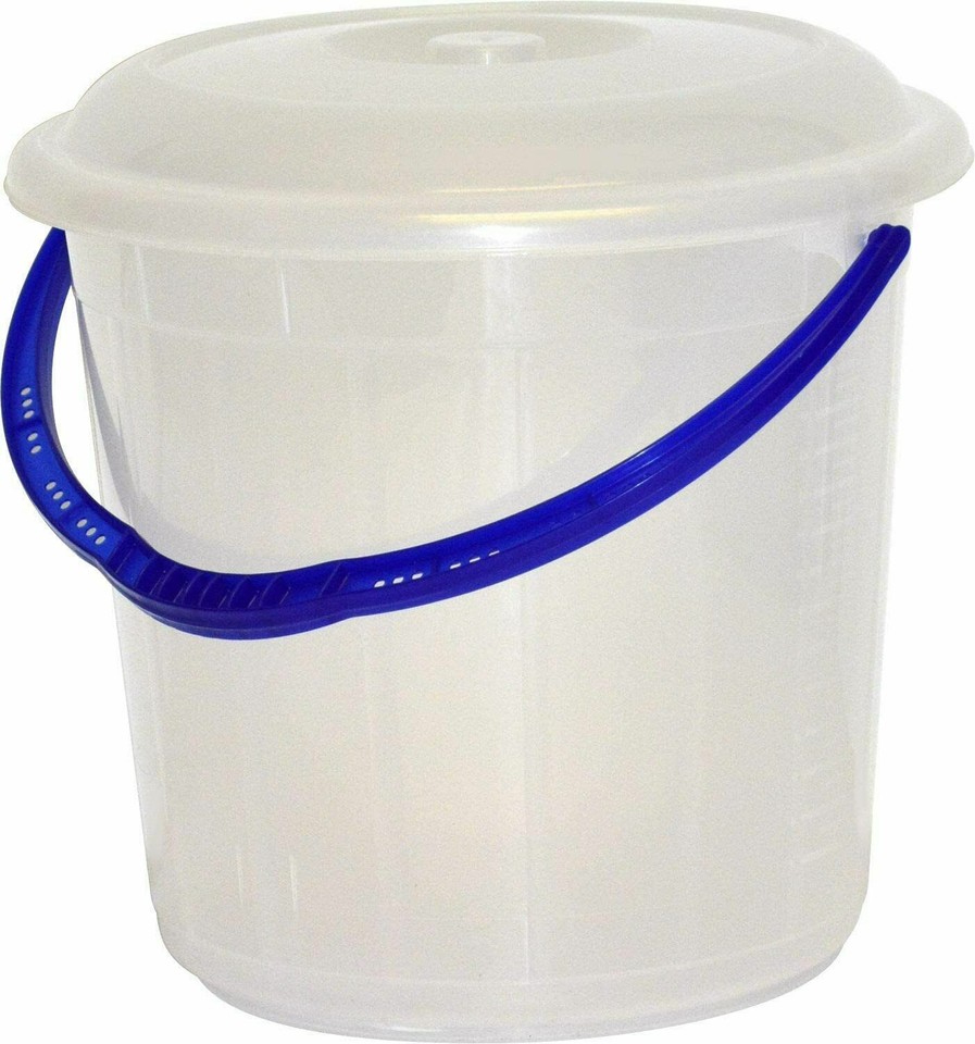 Plastic Bucket with Lid Handle Small Large Storage Bucket Bin Container ...