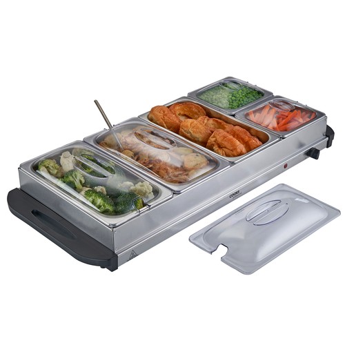 Buffet Warmer Food Server Hot Plate 9.6L 5 Tray Adjustable Temp 300W ...