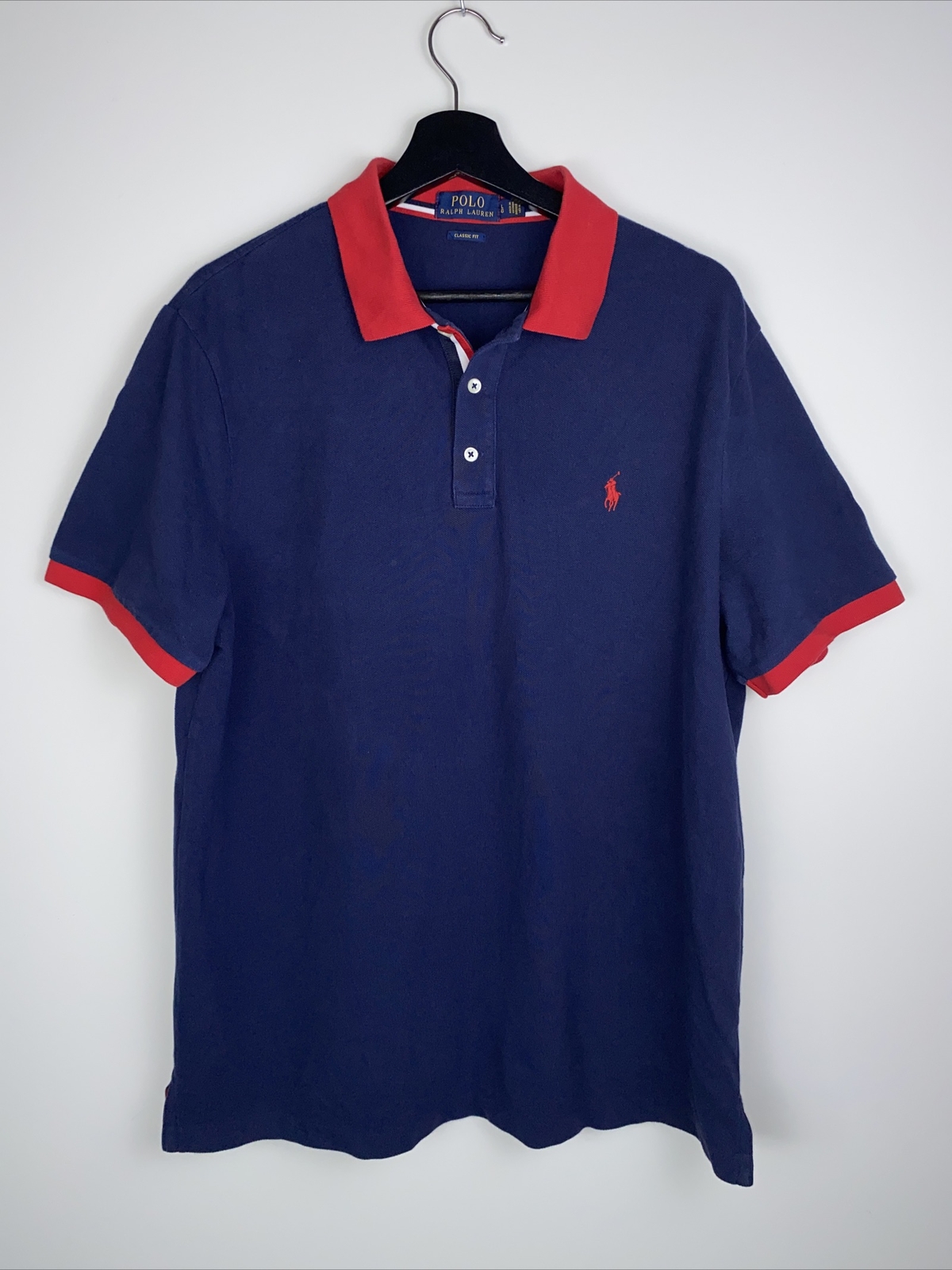 Polo Ralph Lauren Man’s Blue Red classic fit polo Si… - Gem