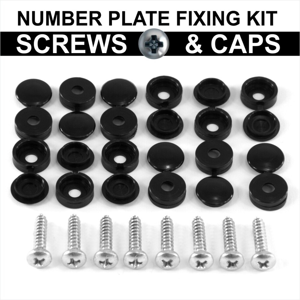 Pair 2x OBLONG Black and Silver Pressed Number plates Car Metal Classic ...