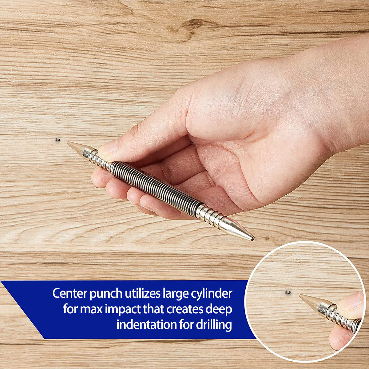 2Pcs Spring Center Punch Hammerless Dual Head Nail Setter Spring Loaded ...