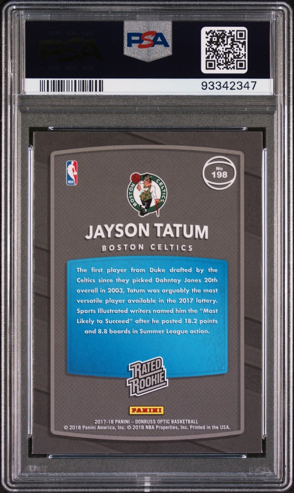 2017 Panini Donruss Optic Jayson Tatum #198 Red Yellow PSA 10 | eBay