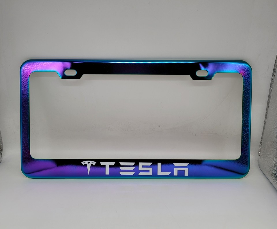 Brand New Universal 1PCS TESLA Neo Chrome Titanium Metal Steel License ...