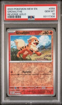 2023 Pokemon 151 Growlithe PSA 10 GEM REVERSE HOLO #058 | eBay