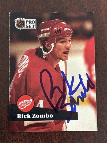 1991-92 Pro Set #64 Rick Zombo Detroit Red Wings Hockey Card Signed ...