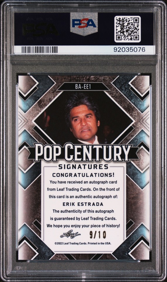 Erik Estrada 2022 Leaf Metal Pop Century Autograph AUTO #9/10 Silver ...