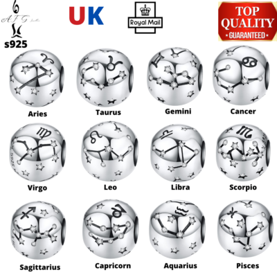 Genuine S925 Charm Bead Birth Sign Zodiac STAR SIGN All 12 Months ...