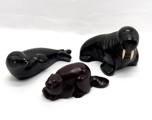 Lot Of 3 Boma Animal Figurines Made In Canada Walrus, Seal & Beaver | eBay