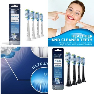 4 Pack Philips Sonicare C3 Premium Defence Sonic Toothbrush Heads Black ...