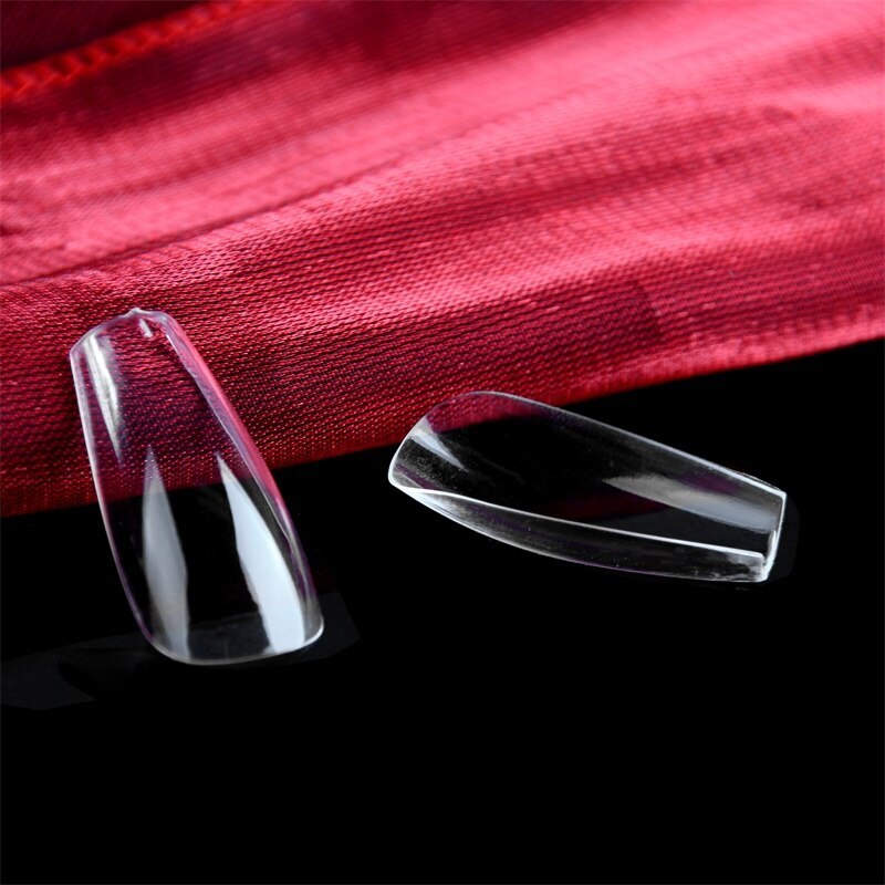 500pcs Medium Coffin Sculpted Gel False Nails Deep C-curved Top Full ...