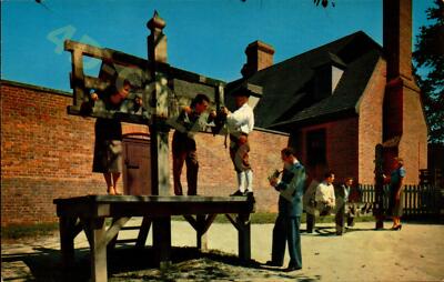 Vintage postcard Colonial Williamsburg Stocks Historical Reenactment | eBay