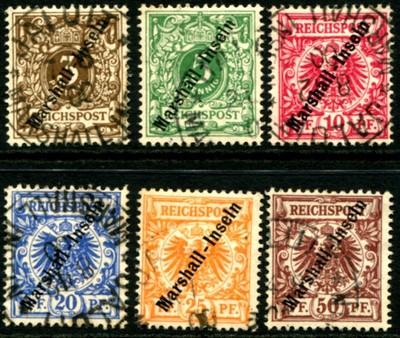 MARSHALL ISLANDS - 1901 Set to 50PF 'RED-BROWN' FU SGG5-10 Cv £200 ...