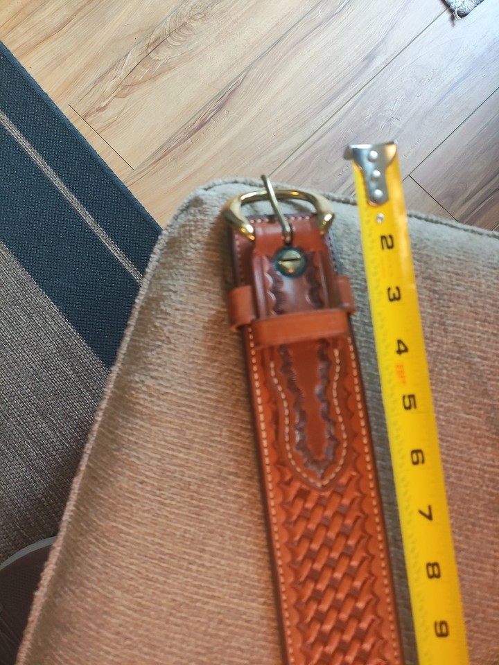 Bianchi #B3 Smooth Brown Leather Ranger Belt Brass Buckle Size 36 ...