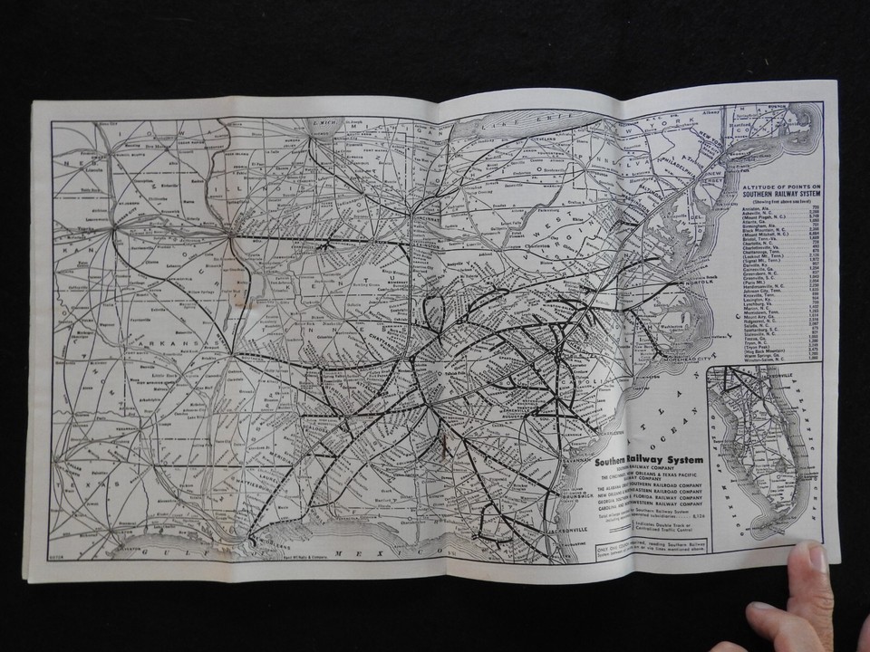 1962 SOUTHERN RAILROAD RAILWAY SYSTEM "THE SOUTHERNER" TRAIN SCHEDULE NICE SHAPE | eBay UK