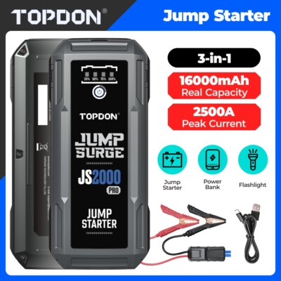 TOPDON 2500 Peak Amp 12 Volt Jump Starter JS2000PRO Battery Booster ...
