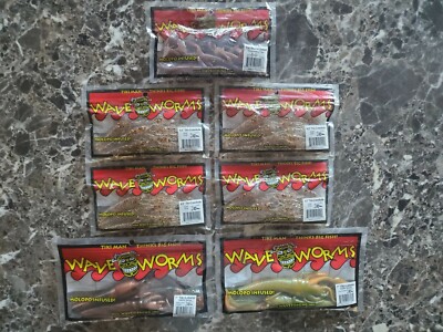 (7 BAGS) NEW WAVE WORMS TIKI CRAWDUDE MOKO LIZARD TIKI LOBSTER SWIRL ...