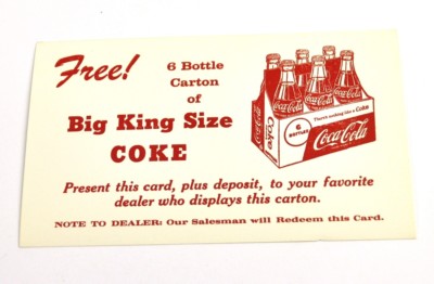 Vintage Coca-Cola Coke USA Coupon - Free! Big King Size Coke | eBay.de