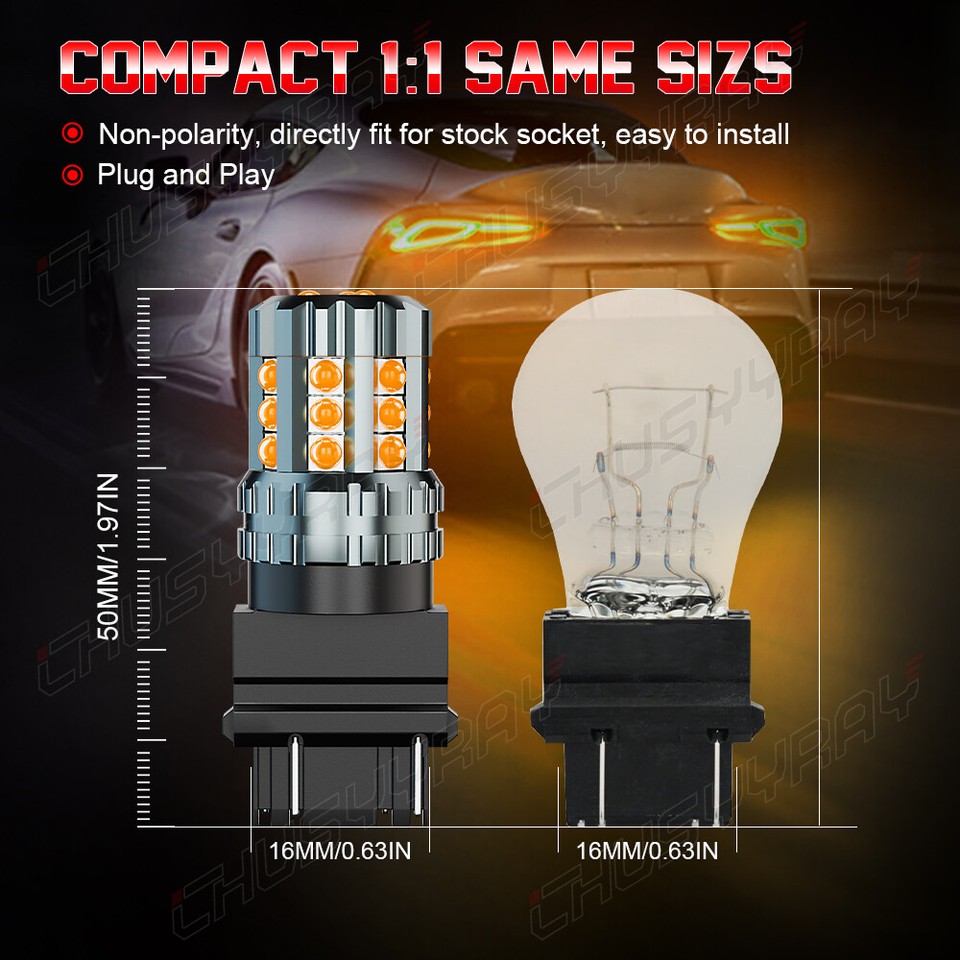 2pcs Amber 3157 3057 LED Turn Signal Light Bulbs Fit Dodge Ram 1500 ...