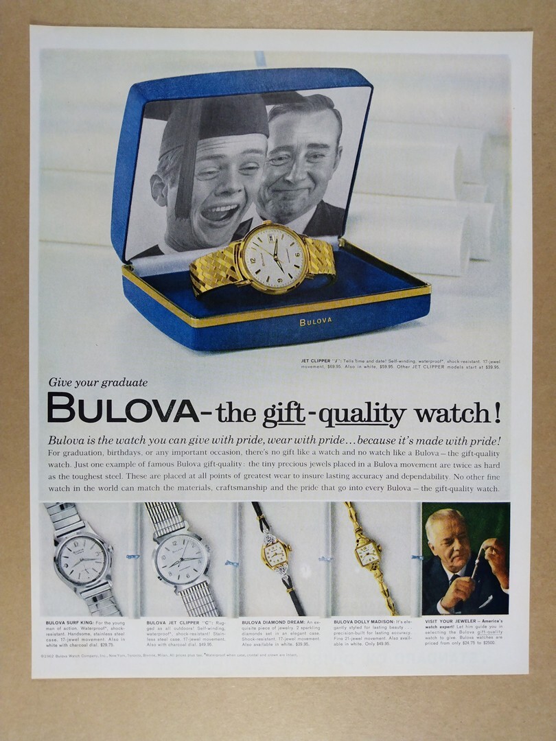 1962 Bulova Jet Clipper J & C Surf King Watches vintage print Ad | eBay