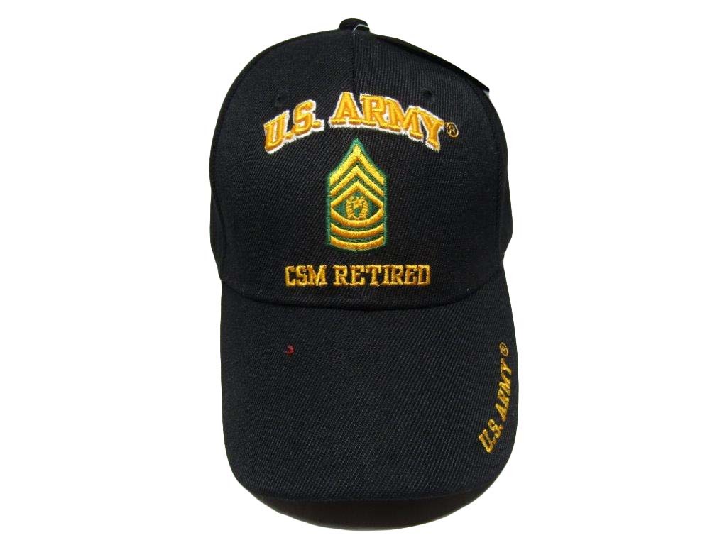 U.S. Army CSM Command Retired Military Black Embroidered Cap Hat ...