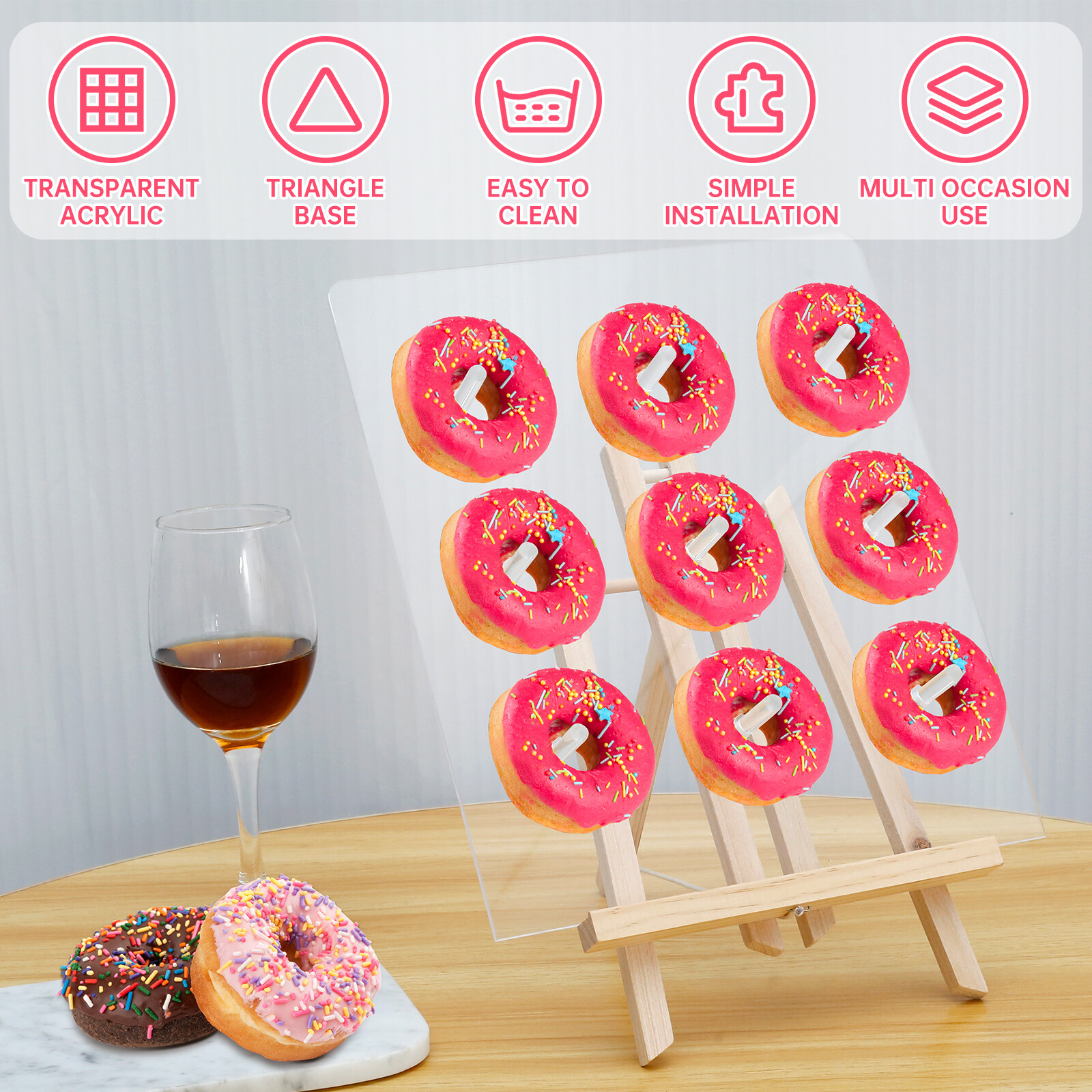 Square Donut Wall Display Stand Clear Acrylic Doughnut Bagel Holder ...