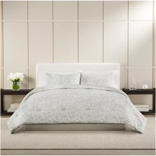 Simply Vera Vera Wang Gray Floral Impressions 3 Piece Comforter Set ...