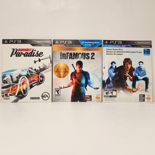 PS3 Game Lot Bundle Burnout Paradise, InFAMOUS 2, Game Demo Disc Sealed ...