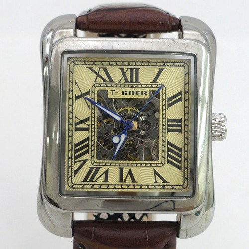 T-Goer Watch/Automatic/Skeleton/Brown Men/Men/Men/Boys/Gentlemen Watch ...