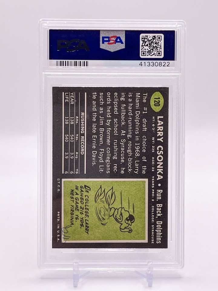 1969 Topps PSA 7 NM Larry Csonka HOF RC #120 Miami Dolphins | eBay