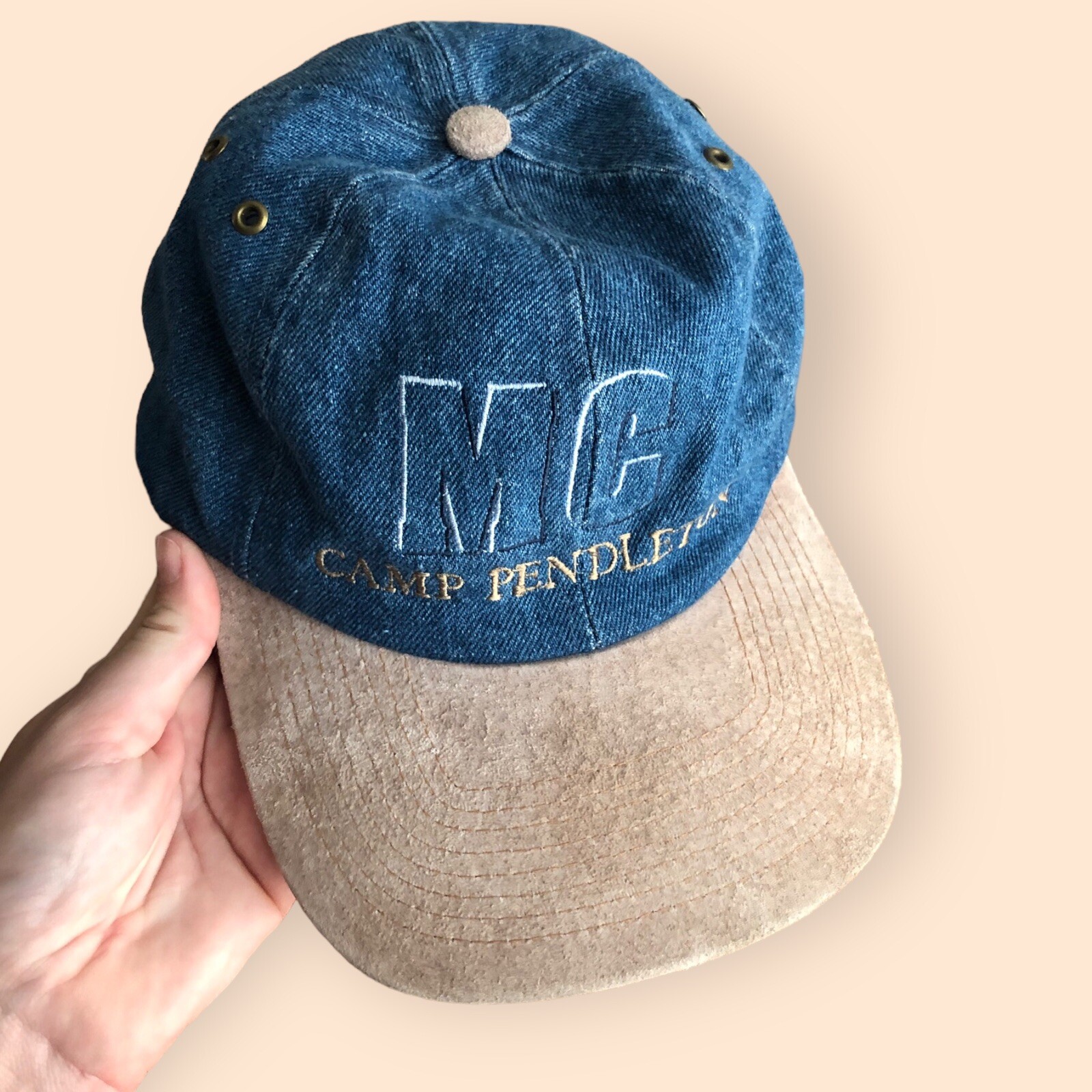 Vintage Cobra Caps Denim Leather MC Camp Pendleton Ba… - Gem