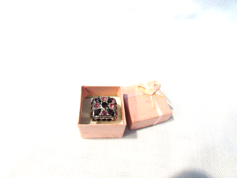 HSN Multi Color Purple/Pink Square Dome Statement Ring-Sz 8 Slightly ...