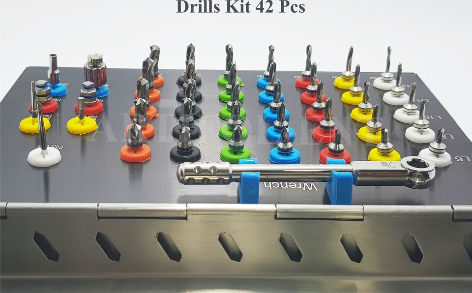 Impl@nt Dental Conical Drills Kit 42 Pcs Surgic@l Drill Set Torque ...