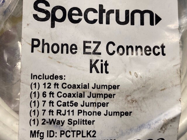 Spectrum EZ Phone Connect Kit Coaxial Jumpers 2-Way Splitter - FAST ...