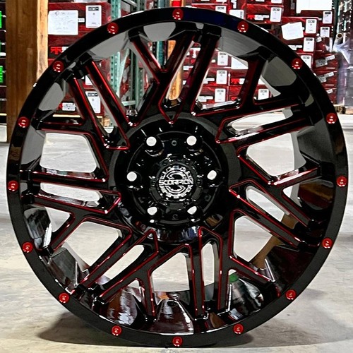 (Set of 4) Scorpion SC-29 20x9 6x5.5" +12mm Black/Red Wheels Rims 20 ...