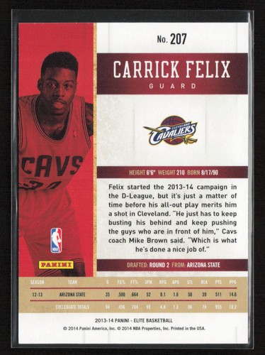 Carrick Felix 2013-14 Panini Elite #207 /999 Cleveland Cavaliers | eBay
