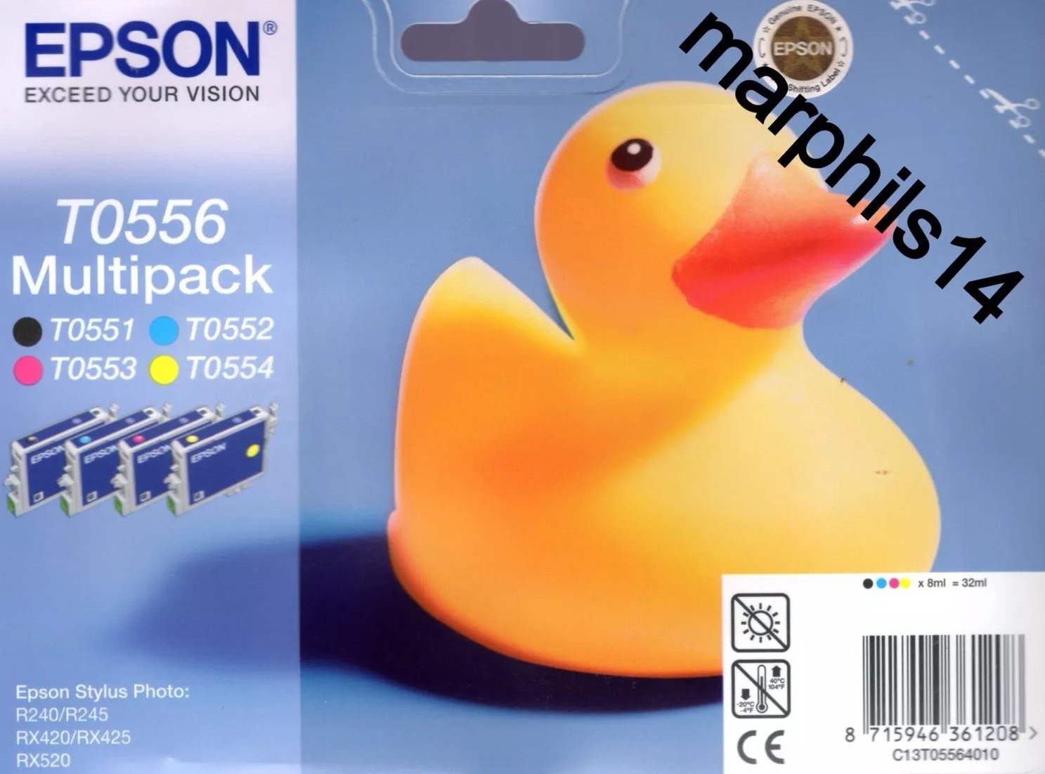 EPSON T0556 Genuine Ink Cartridges T0551 Blk T0552 Cyan T0553 Mgnt ...