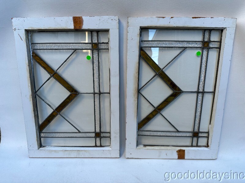 2 Antique Stained Leaded Glass Transom Window 26" x 18" Circa 1925 | eBay