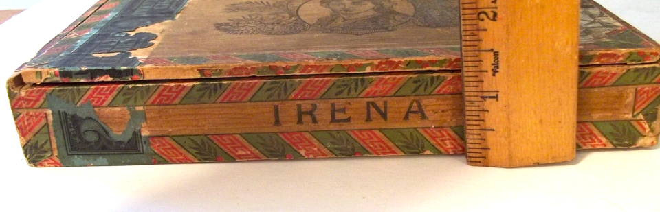 Antique Wooden Cigar Box Rare Irena Name Meaning Peace Tranquility ...