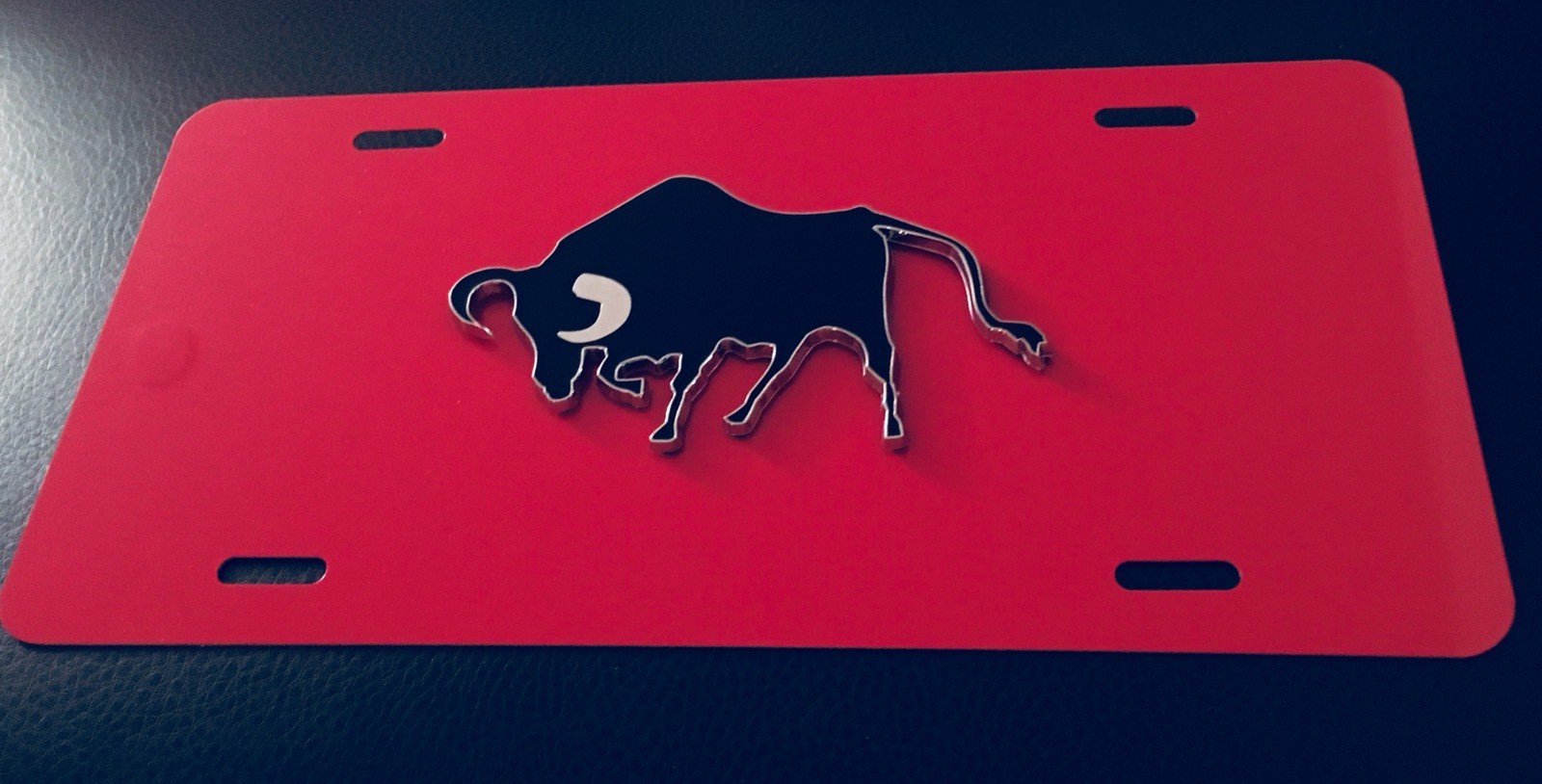 3D Custom Black Bull License Plate / Bull On Red License Plate/ Free ...