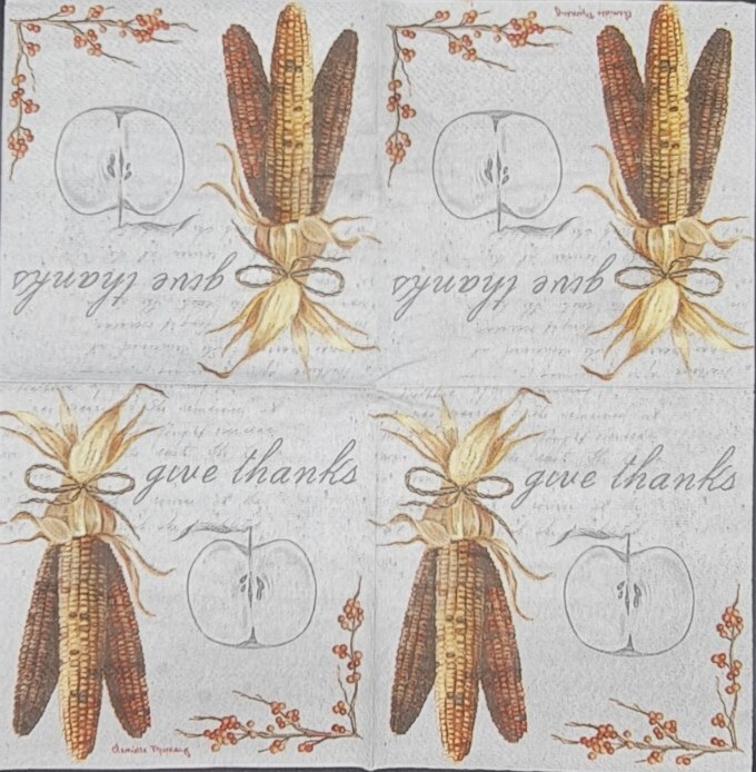TWO Individual Napkins Autumn Fall Harves Corn Bunch Cocktail Decoupage ...