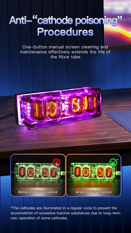 Nixie Tube Clock Glow Tube Clock 4-bit IN-12 Digital LED Clock ...