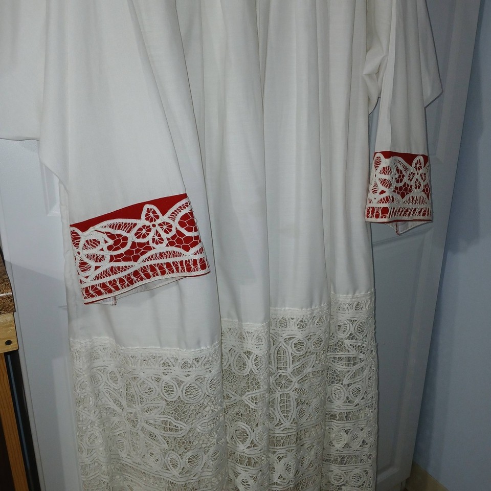 Beautiful Battenburg Lace Clergy Alb Vestment | eBay
