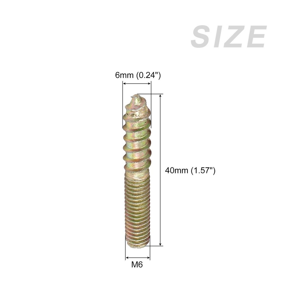 15pcs Double Ended Screw M6x40mm Hanger Bolt Self Tapping Double Sided ...