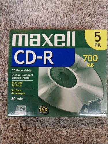 New MAXELL CD-Recordable 700MB / 80 Min / 1X to 16X / 5 PK Sealed | eBay